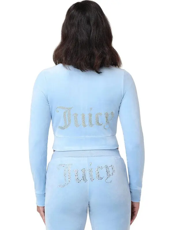 Juicy Couture Cropped Mockneck Velour Jacket - Frosted