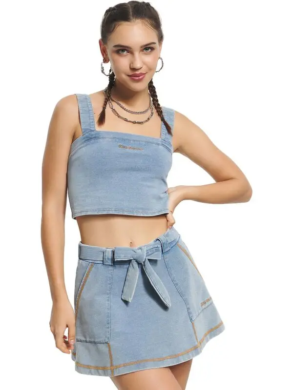Juicy Couture Faux-knit Denim Tank Top - Indigo Dye