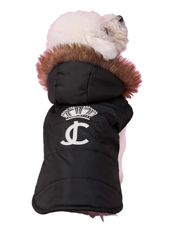 Juicy Couture Faux Fur Hooded Pet Jacket - Black