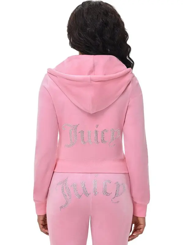 Juicy Couture Og Big Bling Velour Hoodie - Heritage Pink