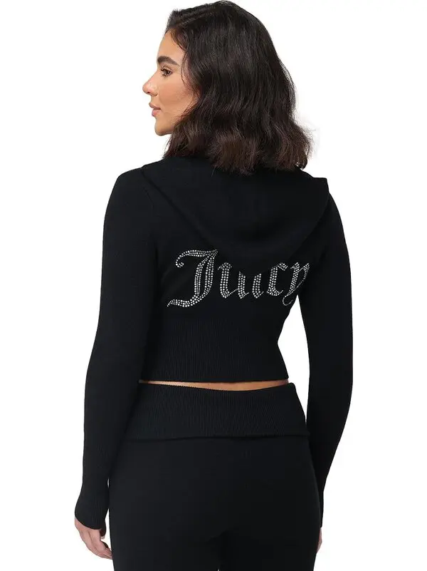Juicy Couture Big Bling Knit Hoodie - Liquorice