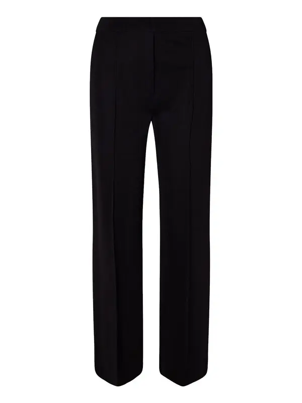 HIGH SPORT Evie Pleated Knitted Wide-leg Pants - Black