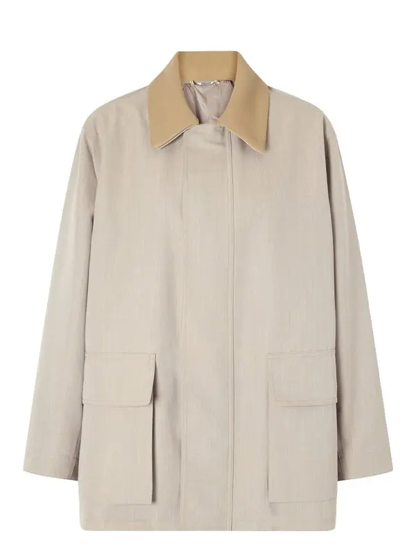 Auralee Leather-trimmed Wool-canvas Jacket - Gray
