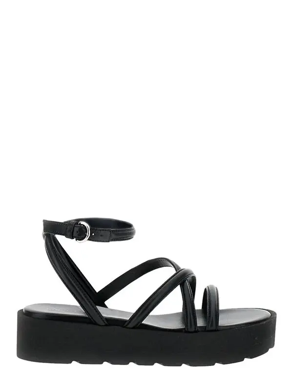 GIANVITO ROSSI Nappa Flatform Sandals - Black