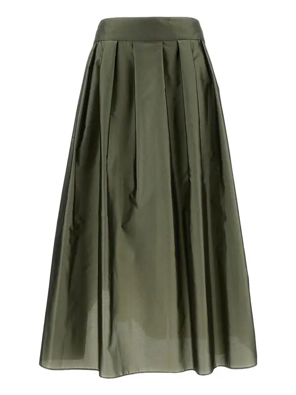 Max Mara Taffeta-effect Pleated Midi Skirt - Green