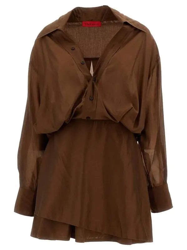 THELATEST Denise Mini Shirt Dress - Brown