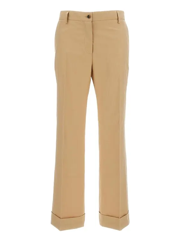 Alberto Biani Wide-leg Cotton Trousers - Beige