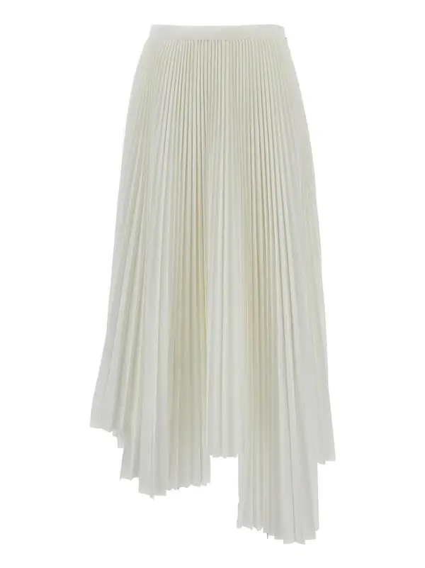 Plan C Pleated Asymmetric Skirt - White