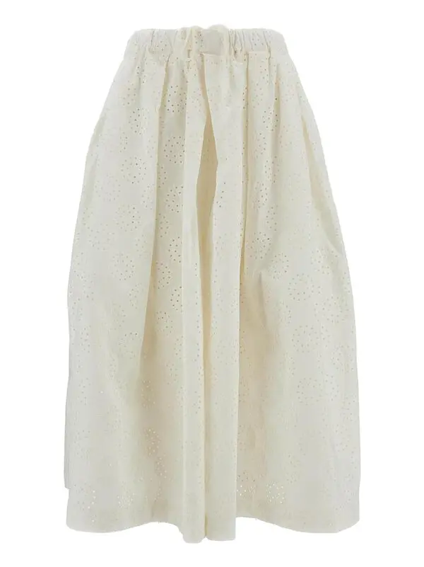 Comme Des Garçons Cotton Culottes With Openwork Floral Pattern - White