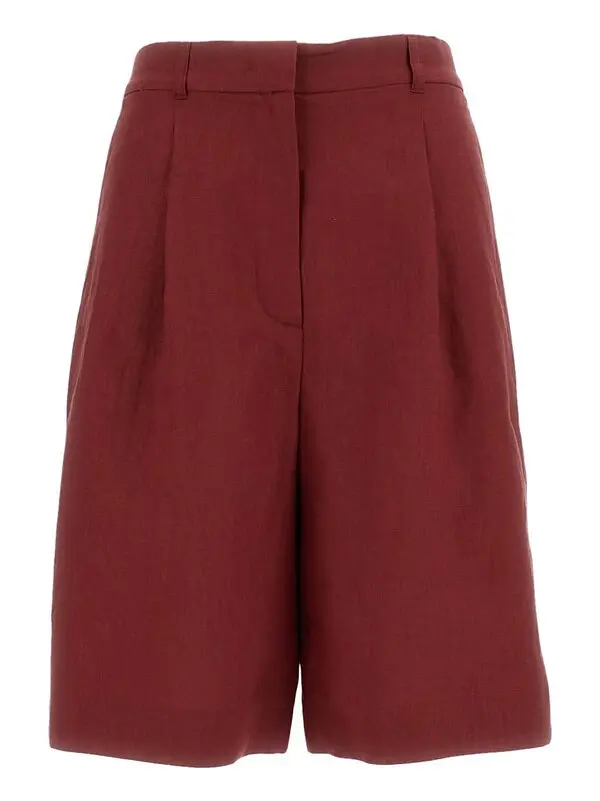 Max Mara Linen Bermuda Shorts - Red