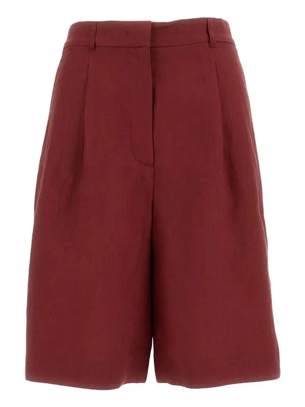 Max Mara Linen Bermuda Shorts - Rosso