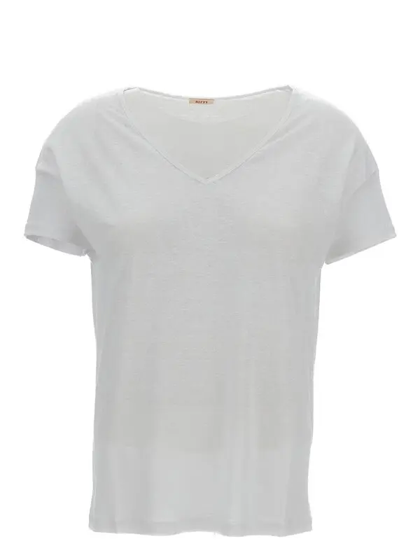 BIFFI Linen V-neck T-shirt - White