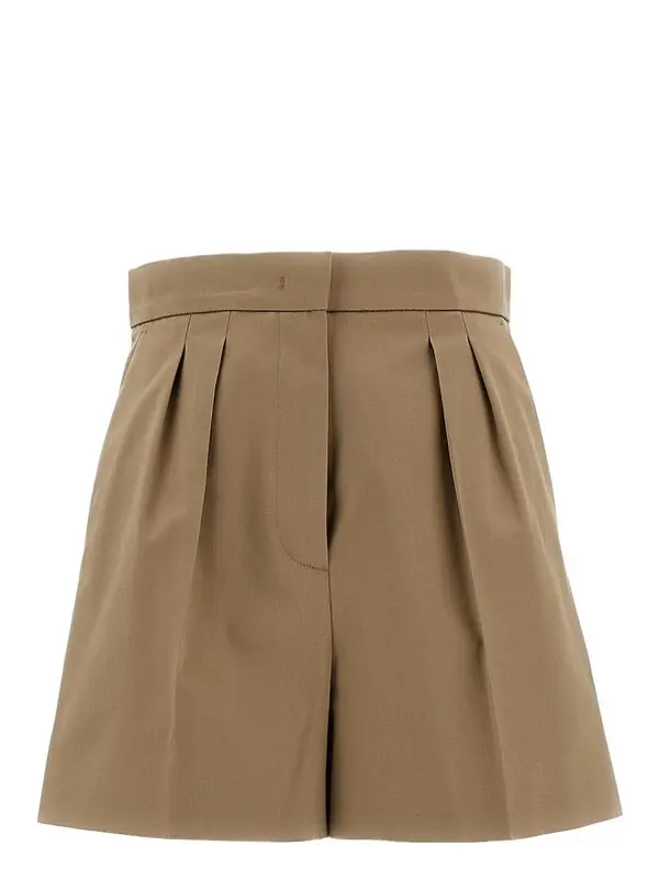 Max Mara Bacco Pleated Satin Shorts - Beige