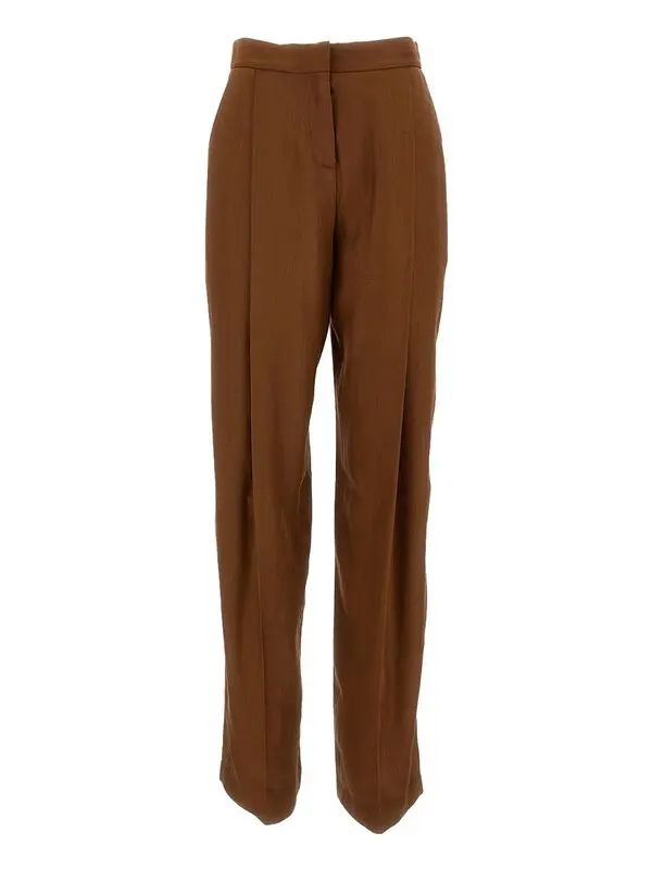 Elisabetta Franchi Linen-blend Trousers - Marrone