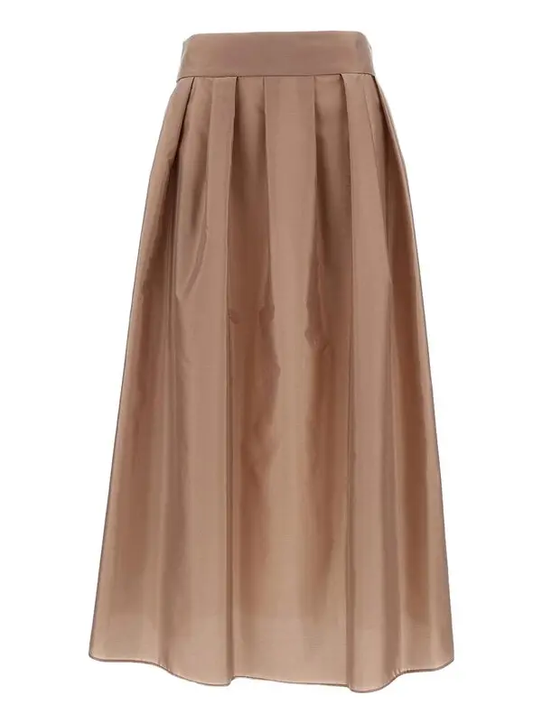 Max Mara Taffeta Effect Pleated Midi Skirt - Rose