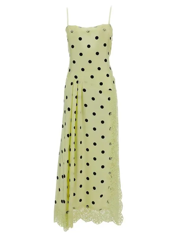 Sportmax Signature Polka Dot Silk Dress - Yellow