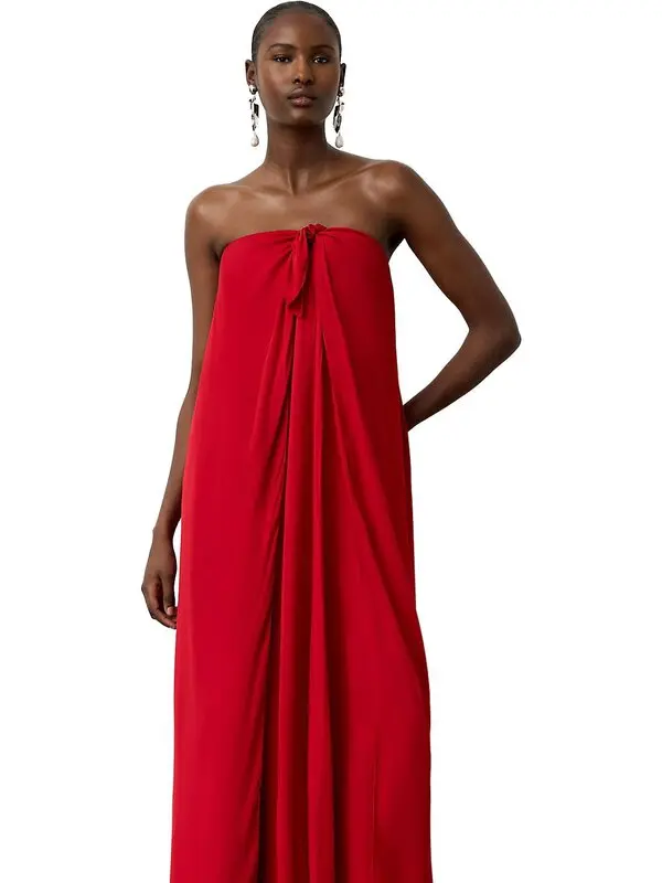Ralph Lauren Brittani Satin Evening Dress - Bright Red