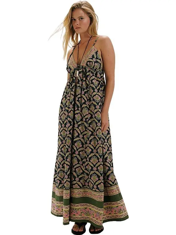 Free People Printed Maxi Dress - Blueberry Combo