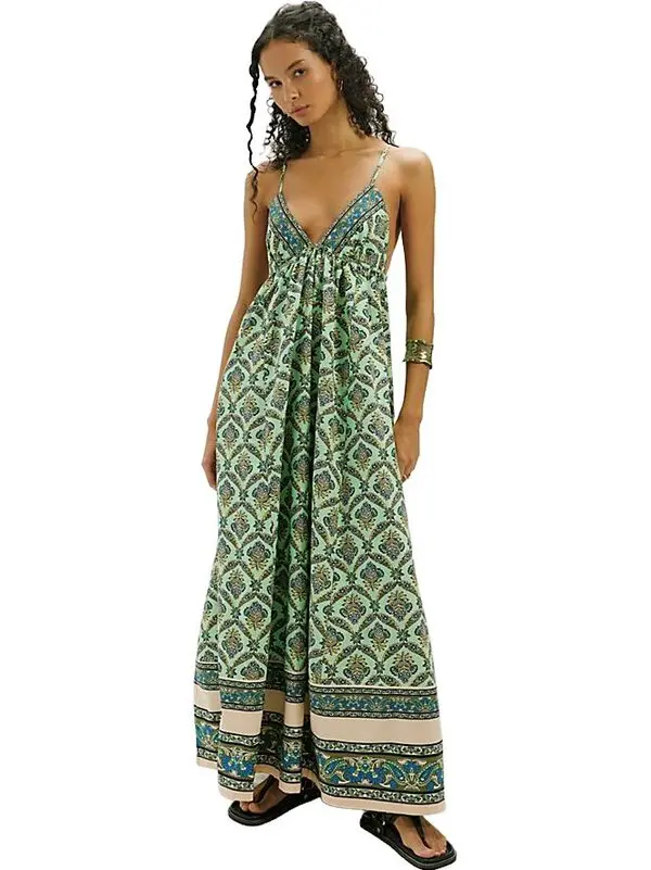 Free People Printed Maxi Dress - Paradise Green Combo