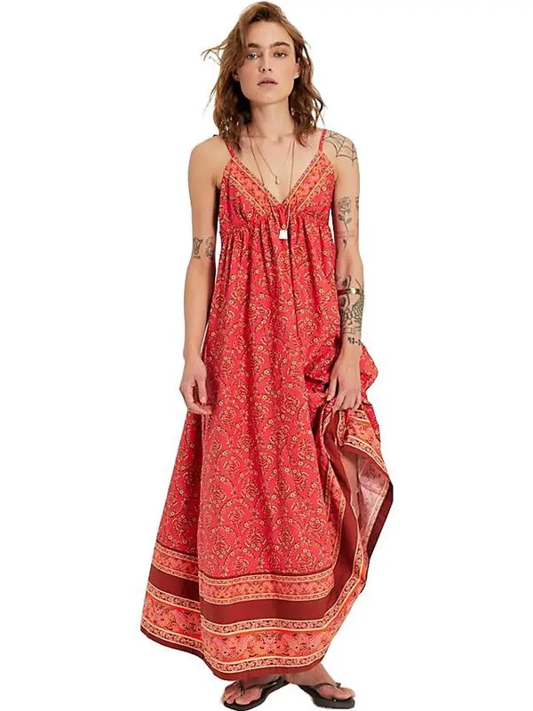 Free People Printed Maxi Dress - Tart Berry Combo
