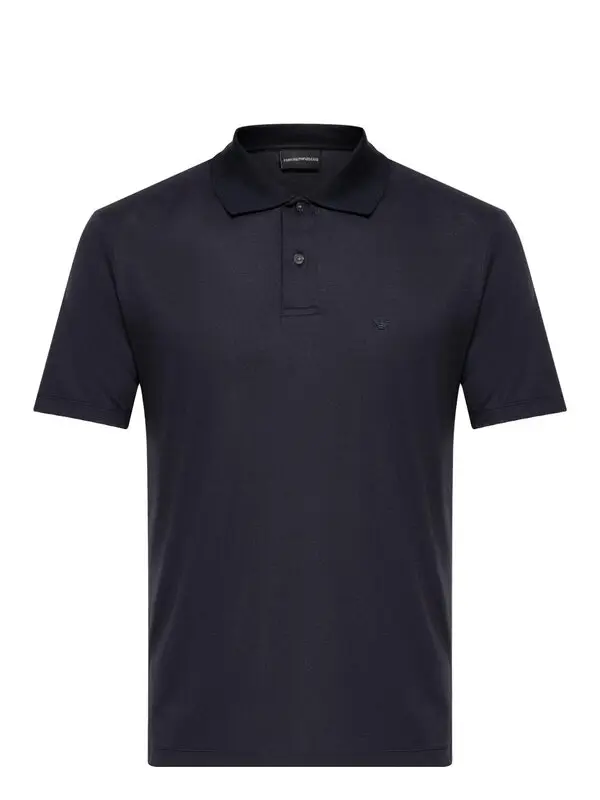 Emporio Armani Polo With Embroidered Logo - Navy Blue