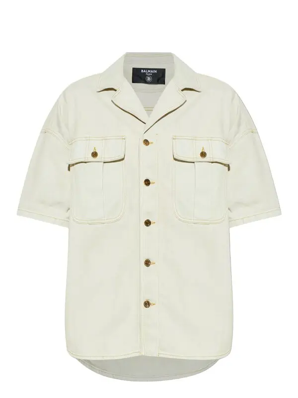 Balmain Oversized Denim Shirt - Cream