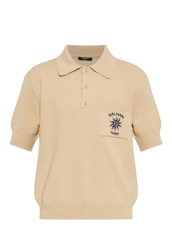 Balmain Polo Shirt With Pocket - Beige
