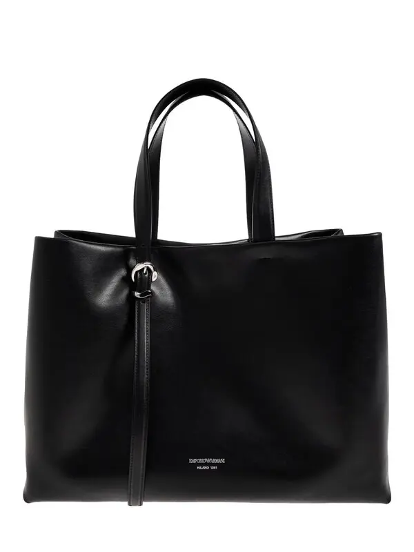 Emporio Armani Leather Shopper Bag - Black