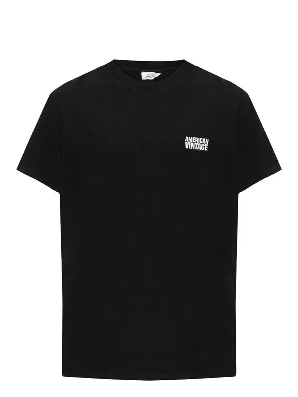 American Vintage T-shirt With Printed Logo - Black