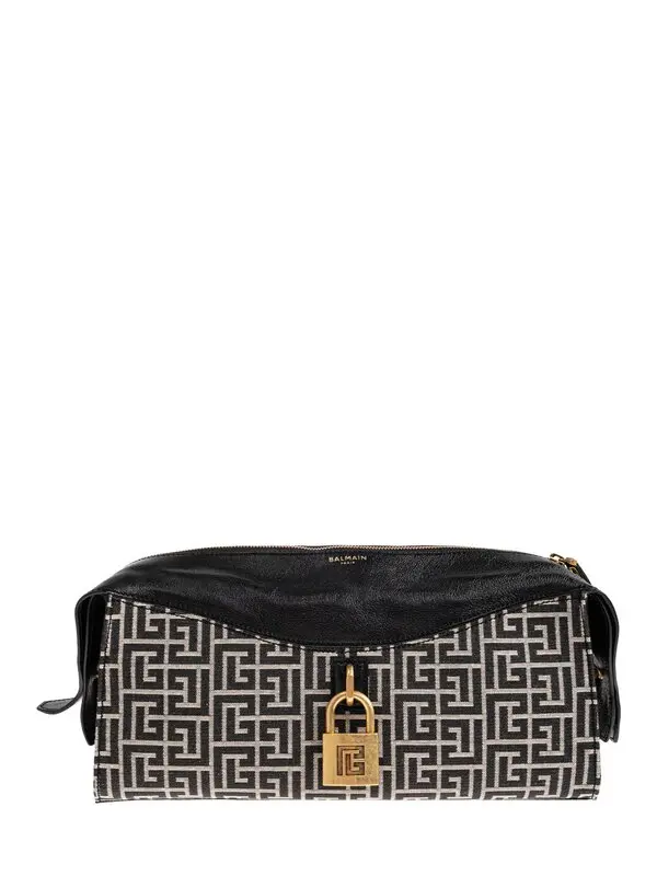 Balmain Shoulder Bag With Geometric Pattern - Black