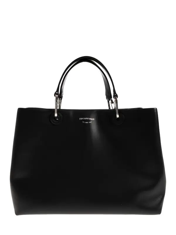 Emporio Armani Leather Shopper Bag - Black