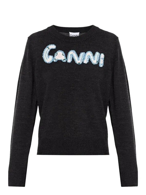 GANNI Logo Sweater - Black