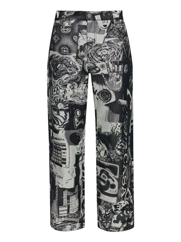 Casablanca Patterned Bootcut Jeans - Grey