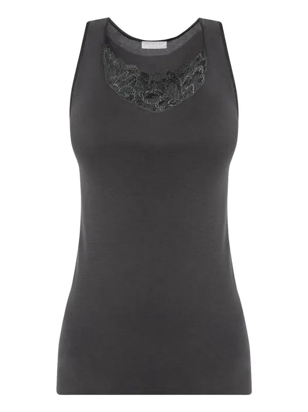 Hanro Sleeveless Top With Lace Detail - Grey