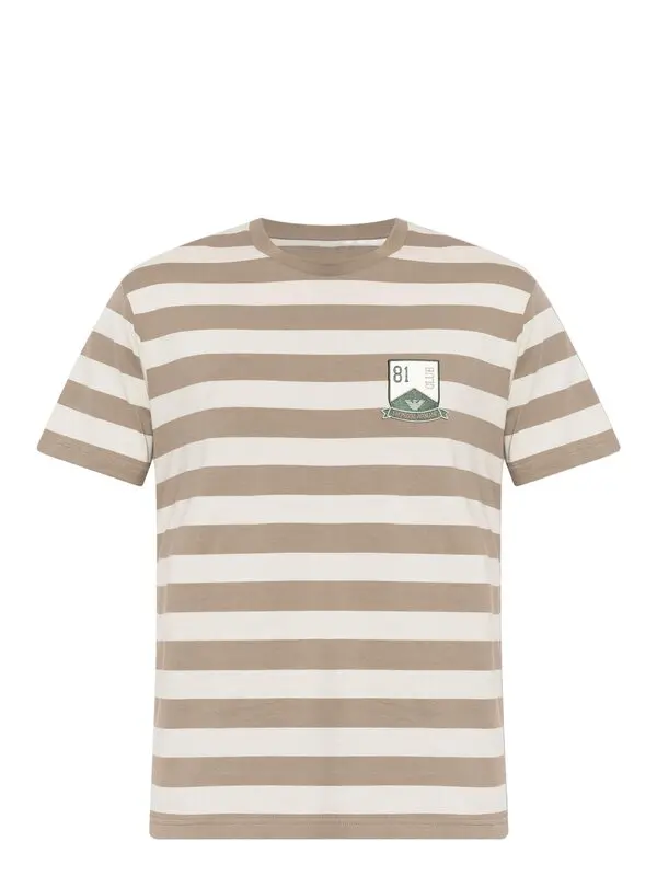 Emporio Armani T-shirt With A Striped Pattern - Beige