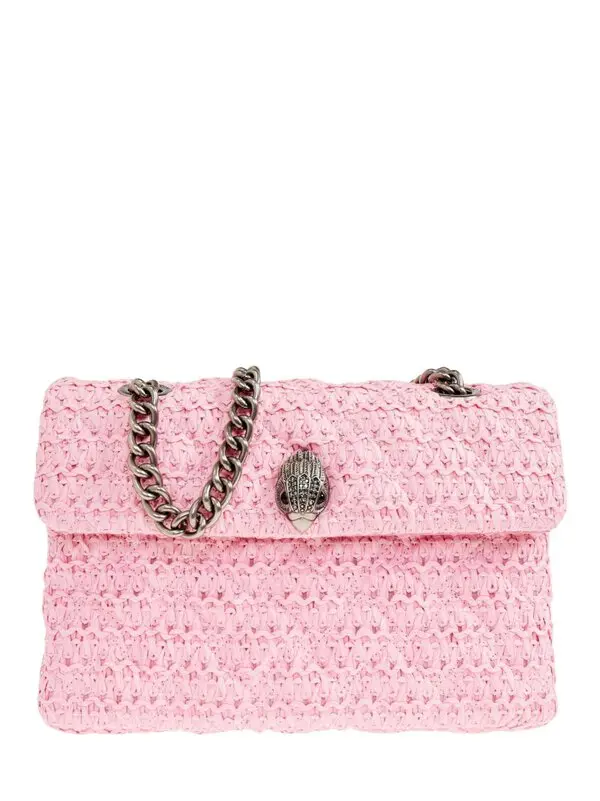 Kurt Geiger Raffia Kensington Shoulder Bag - Pink