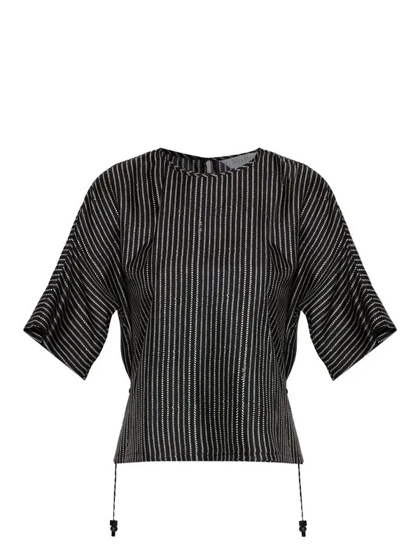 Max Mara Silk Top With Drawstring Detail - Black