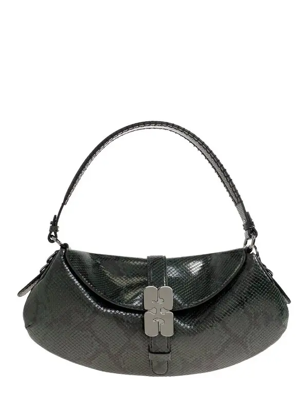 GANNI Shoulder Bag With Reptile Pattern - Green