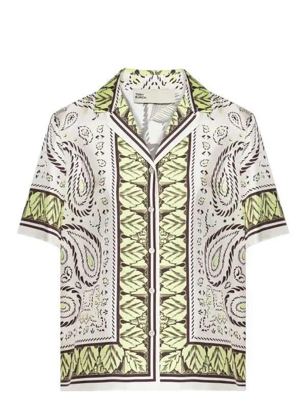 Tory Burch Printed Silk Shirt - Beige