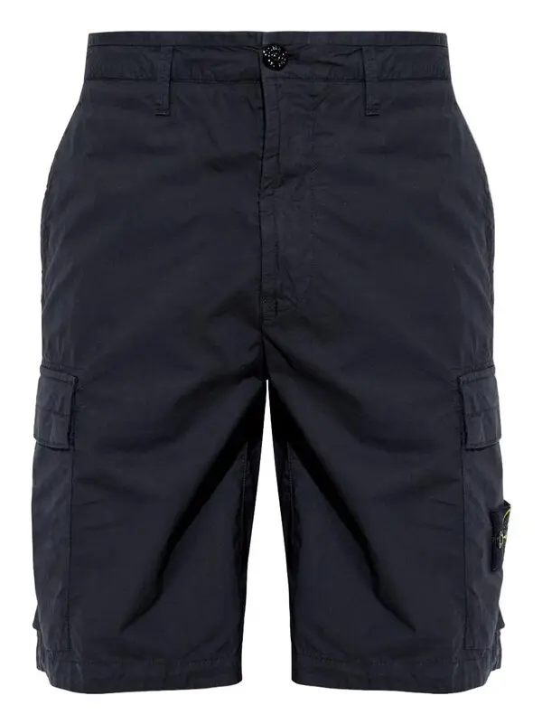 Stone Island Cargo Shorts With Logo Patch - Black