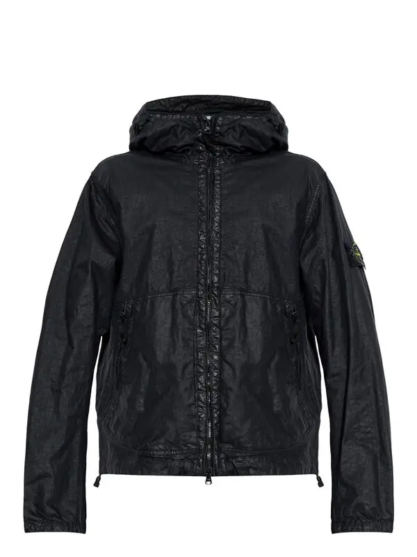 Stone Island Jacket With Logo Patch - Black
