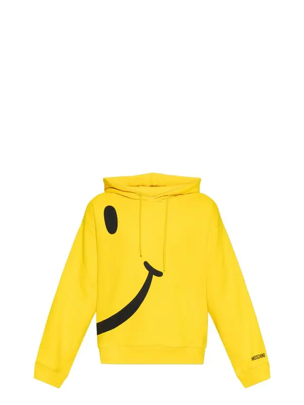 Moschino Smiley Graphic Cotton Hoodie - Yellow