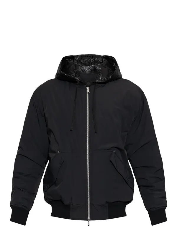 Moose Knuckles Quilted Down Bomber Jacket With Hood - Black