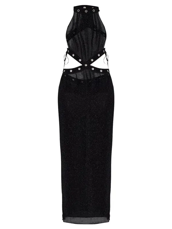 Oseree Lurex Thread Maxi Dress - Black