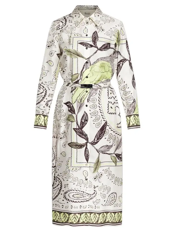 Tory Burch Printed Silk Shirt Dress - White