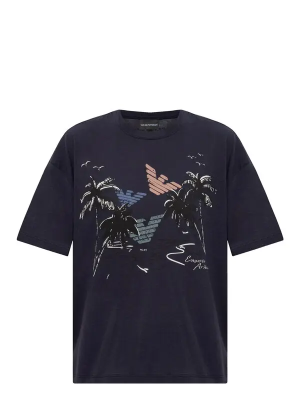 Emporio Armani Printed T-shirt - Navy Blue