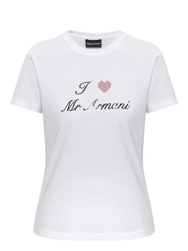 Emporio Armani Printed T-shirt With Sequins - White
