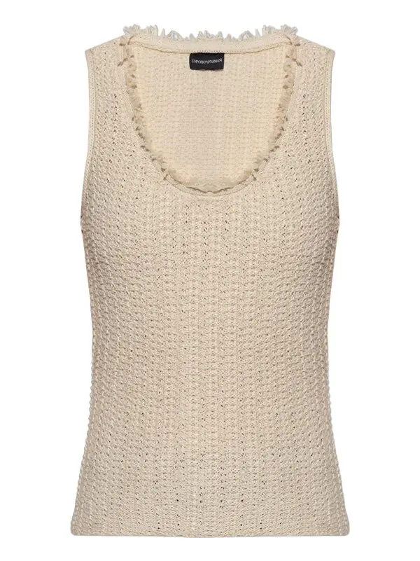 Emporio Armani Top With Raw-finished Neckline - Cream