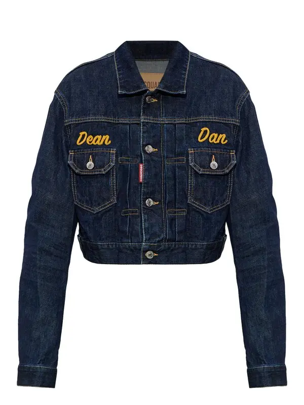 Dsquared2 Cropped Denim Jacket - Navy Blue