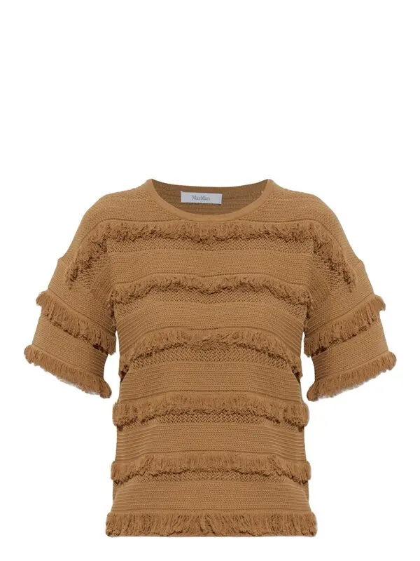 Max Mara Knitted Top With Fringe - Brown